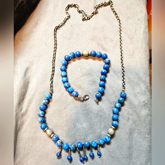 Handmade | Jewelry | Lapis Lazule Beaded Necklace And Bracelet Matching ...